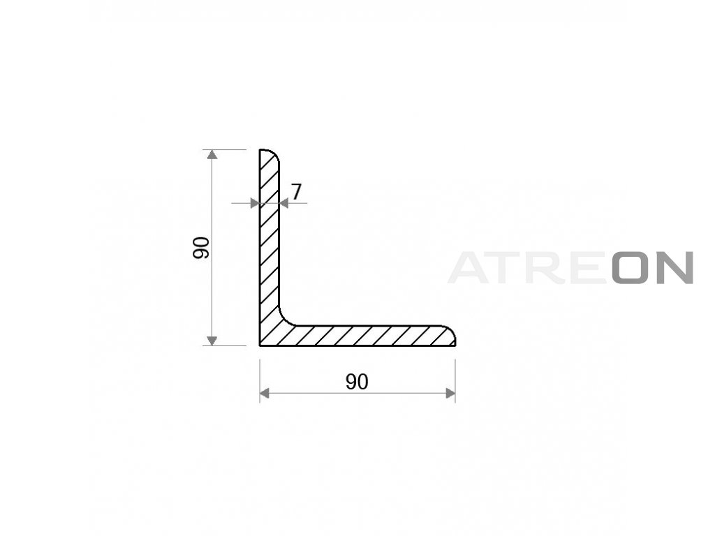 L profil 90x90x7 z kategórie L profily – SKLADOM | ATREON.sk