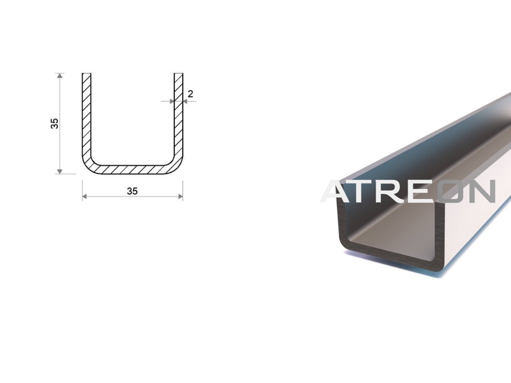 U profil 35x35x2 z kategórie U profily – SKLADOM | ATREON.sk